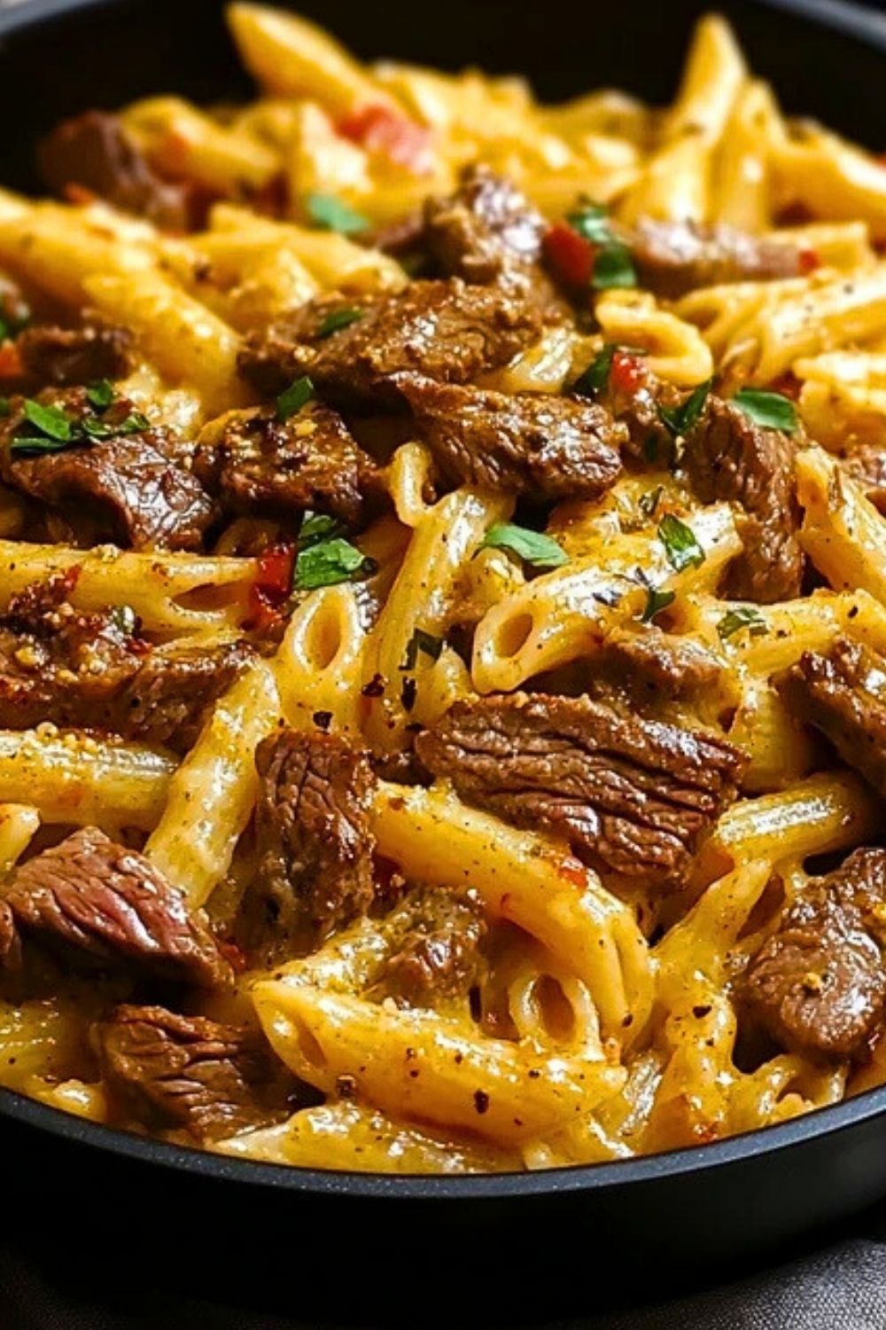 One-Skillet Cheesy Spicy Garlic Butter Steak Pasta – Life With Nina