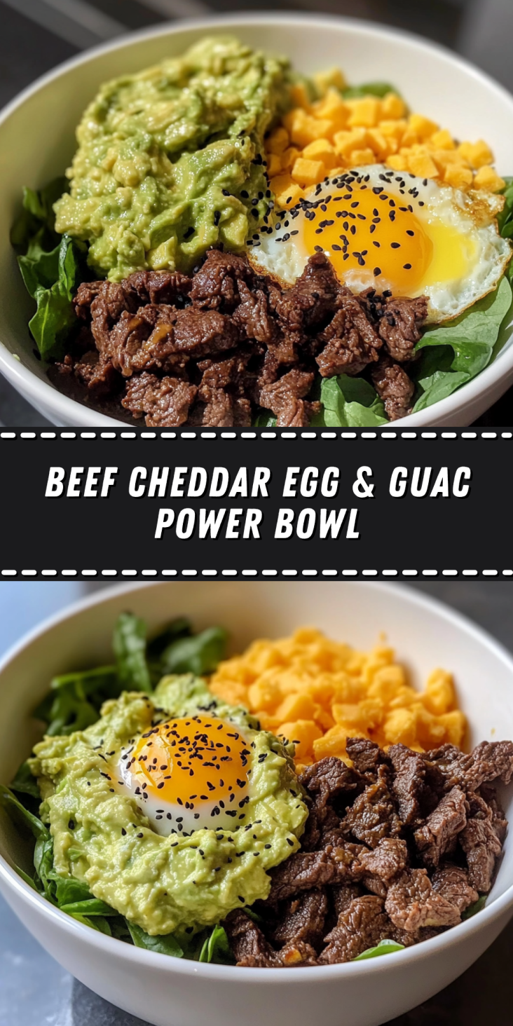 Beef Cheddar Egg & Guac Power Bowl - Life With Nina