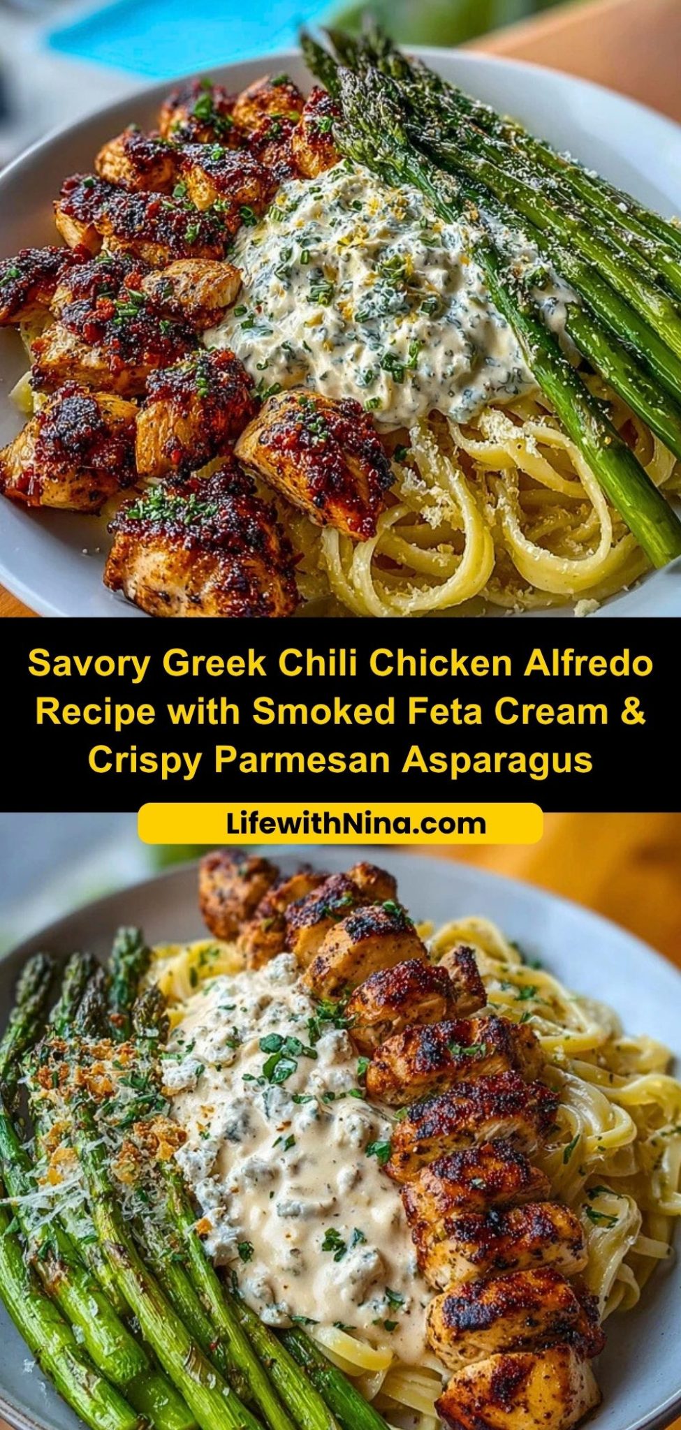 Savory Greek Chili Chicken Alfredo Recipe with Smoked Feta Cream ...
