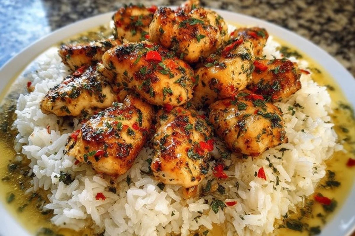 Chicken Scampi with Creamy Garlic Parmesan Rice