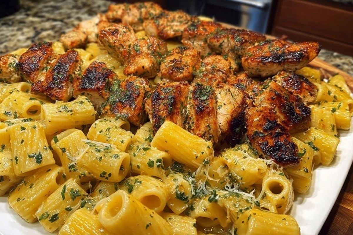 Cheesy Rigatoni with Garlic Parmesan Chicken