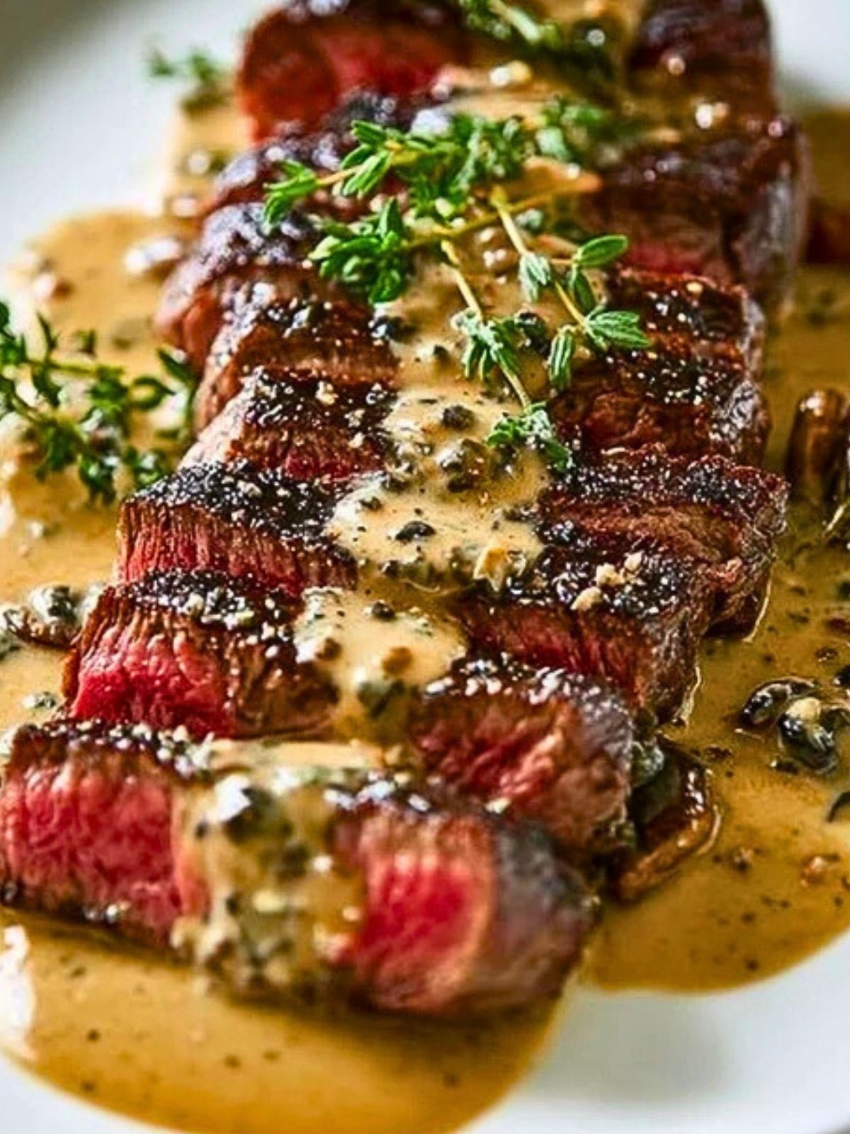 French Seared Steak with Cognac Cream Sauce
