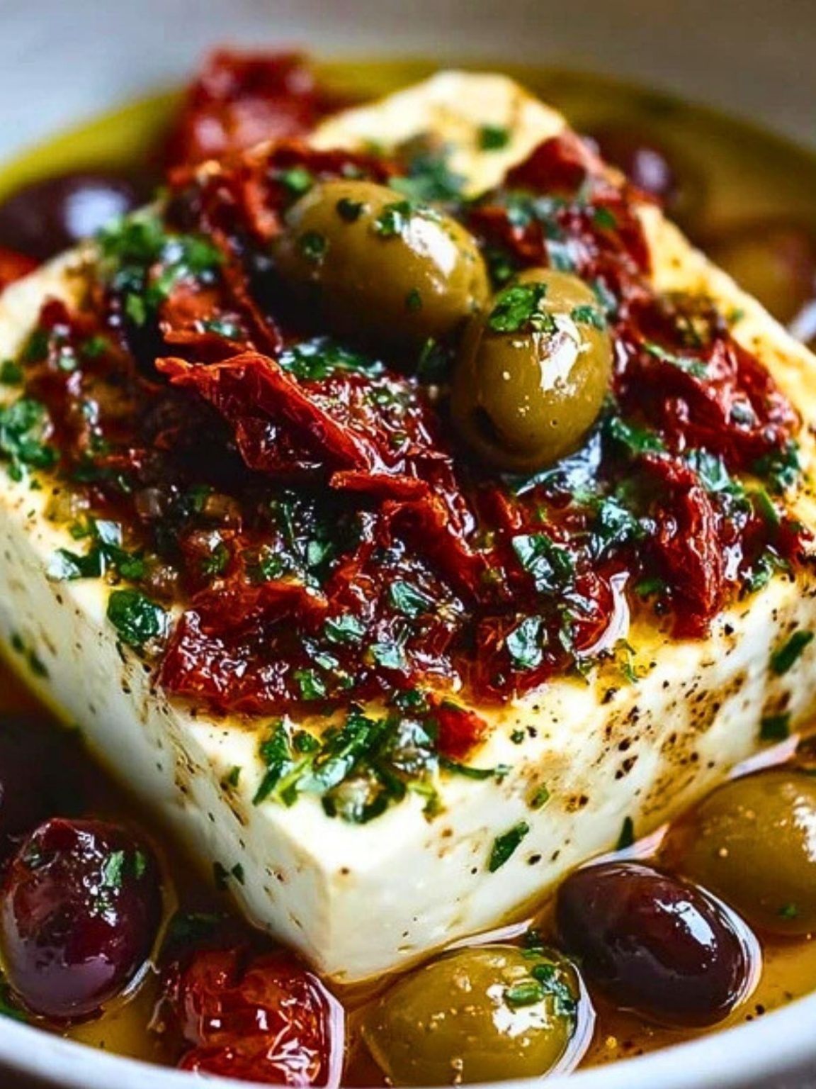Mediterranean Baked Feta with Olives & Sun-Dried Tomatoes