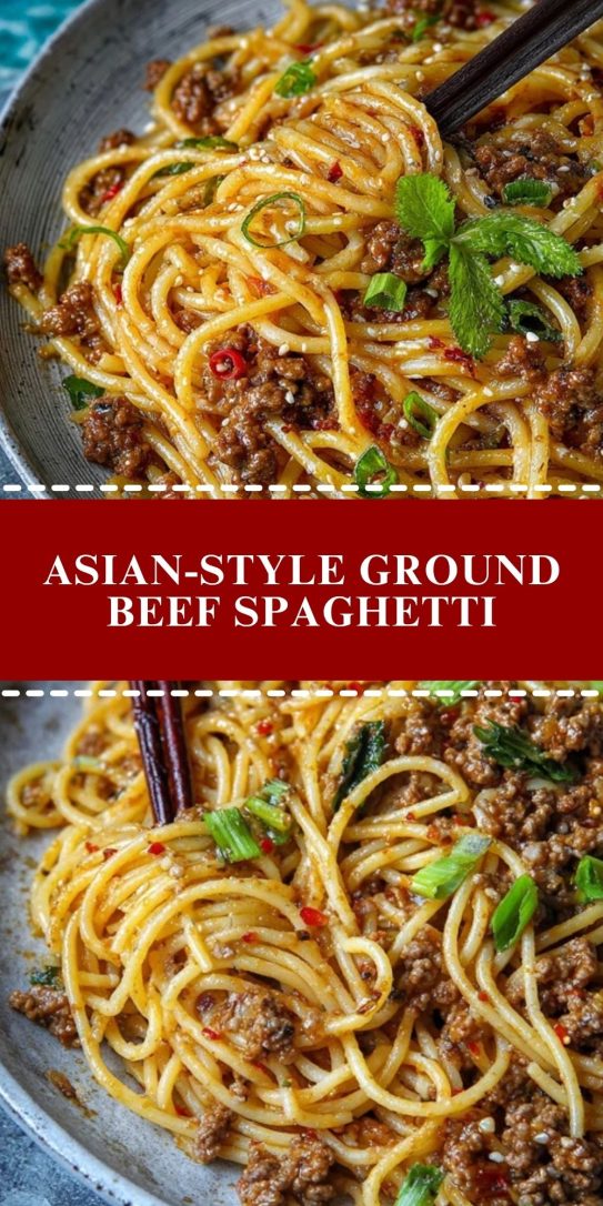 Asian-Style Ground Beef Spaghetti