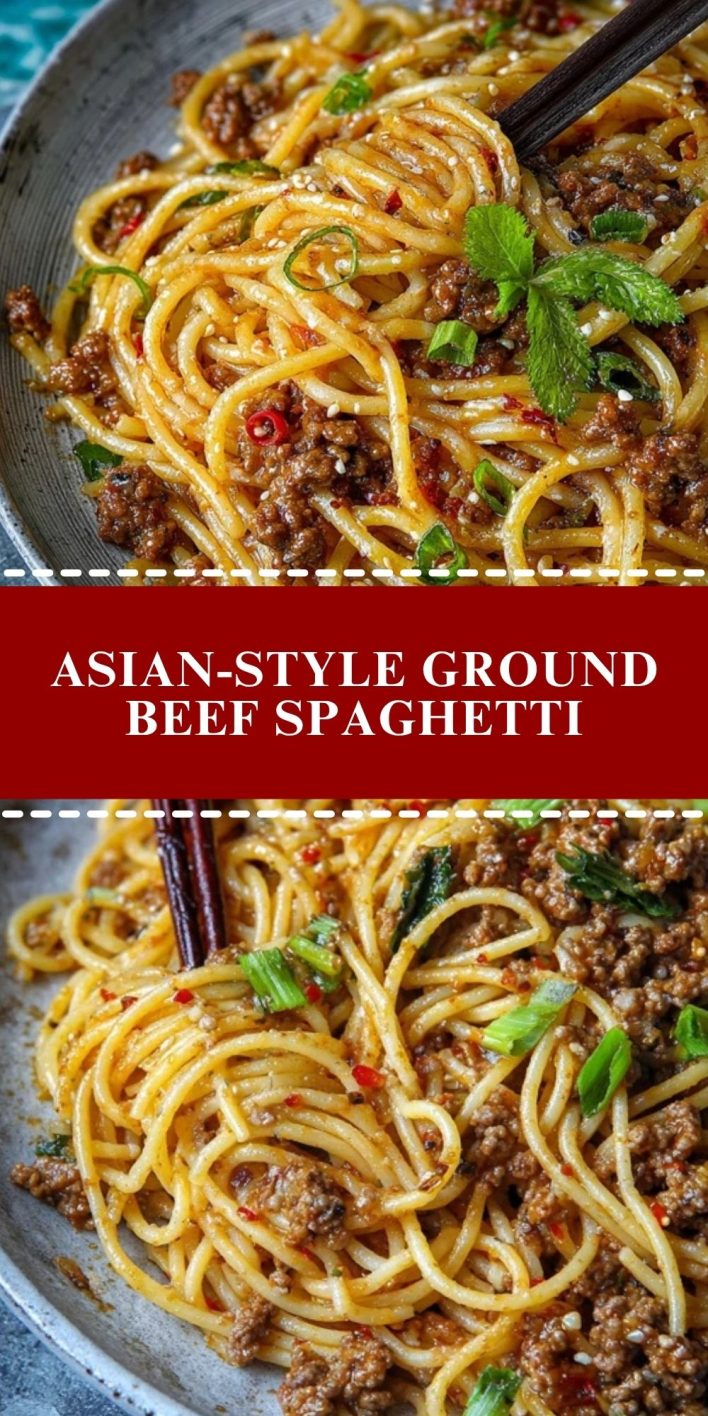 Asian-Style Ground Beef Spaghetti