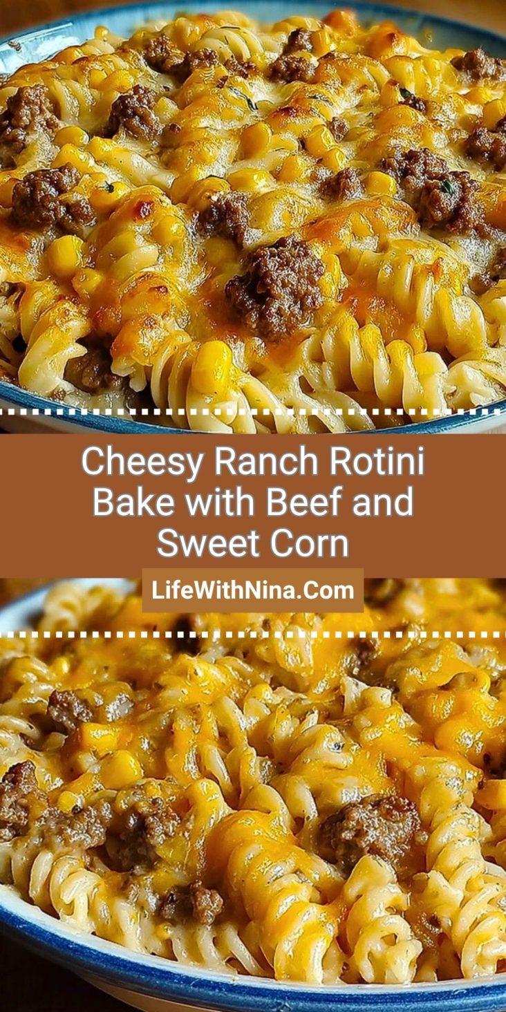 Cheesy Ranch Rotini Bake with Beef and Sweet Corn